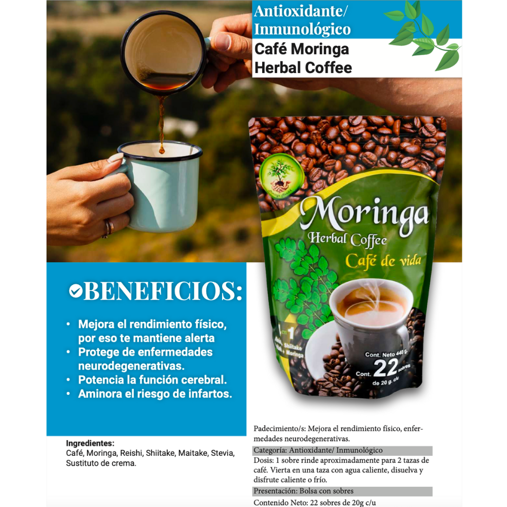 Moringa Herbal Coffee c/22 Sobres – Por Siempre Natural