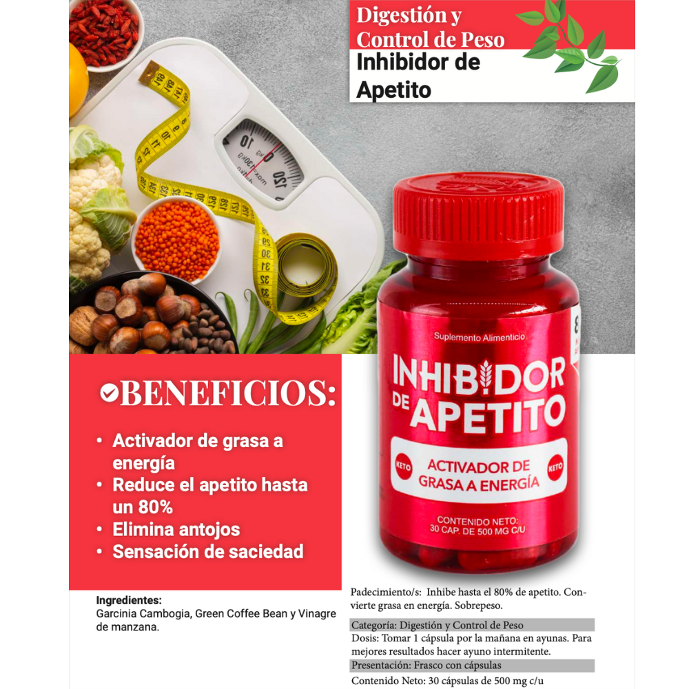 Inhibidor de Apetito 30 Cápsulas – Por Siempre Natural